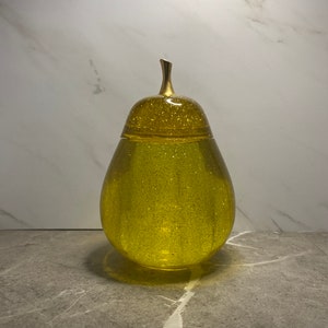 Handmade Resin Pear Jar With Lid – Shimmering Yellow Storage Jar ...