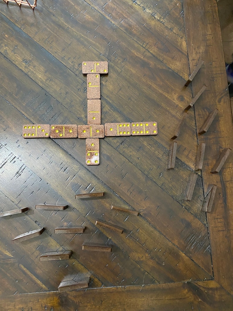 Resin Double 6 Dominos Brown Gold Unique Tabletop Gaming Domino Set ...