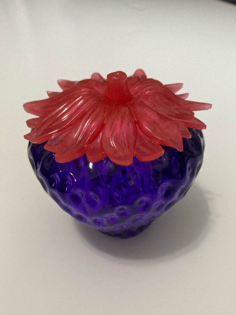 Resin Strawberry Jar With Lid | Purple Pink | Decorative Storage Dish ...