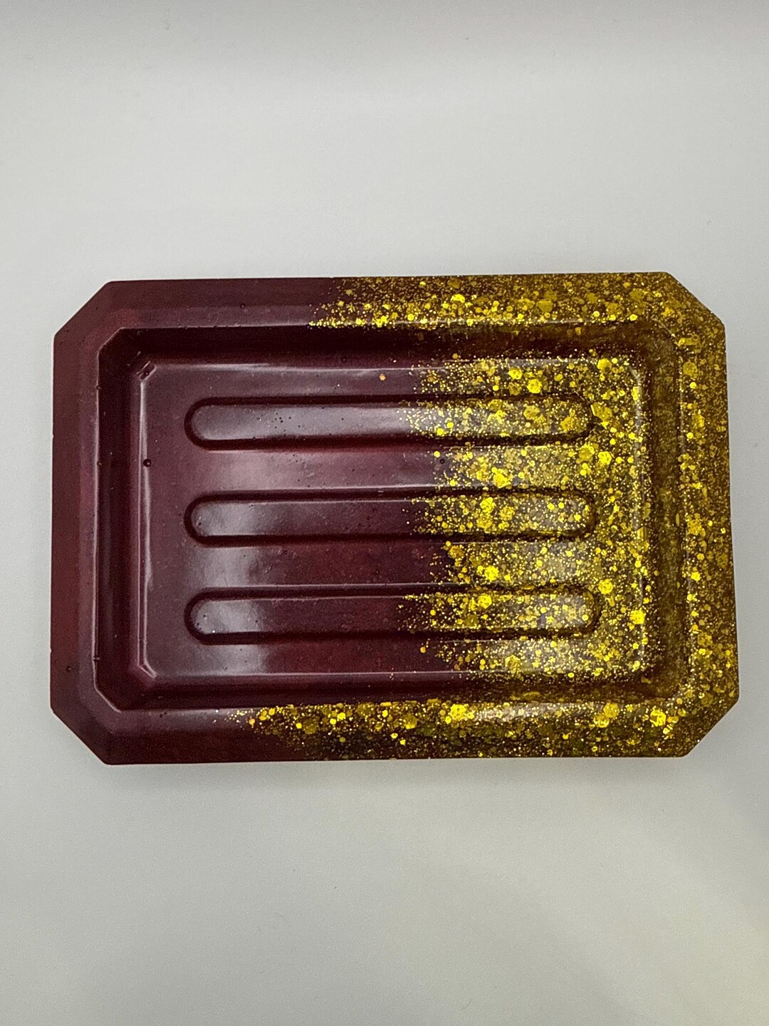 Handmade Rectangle Resin Soap Dish; Burgundy & Gold - Etsy