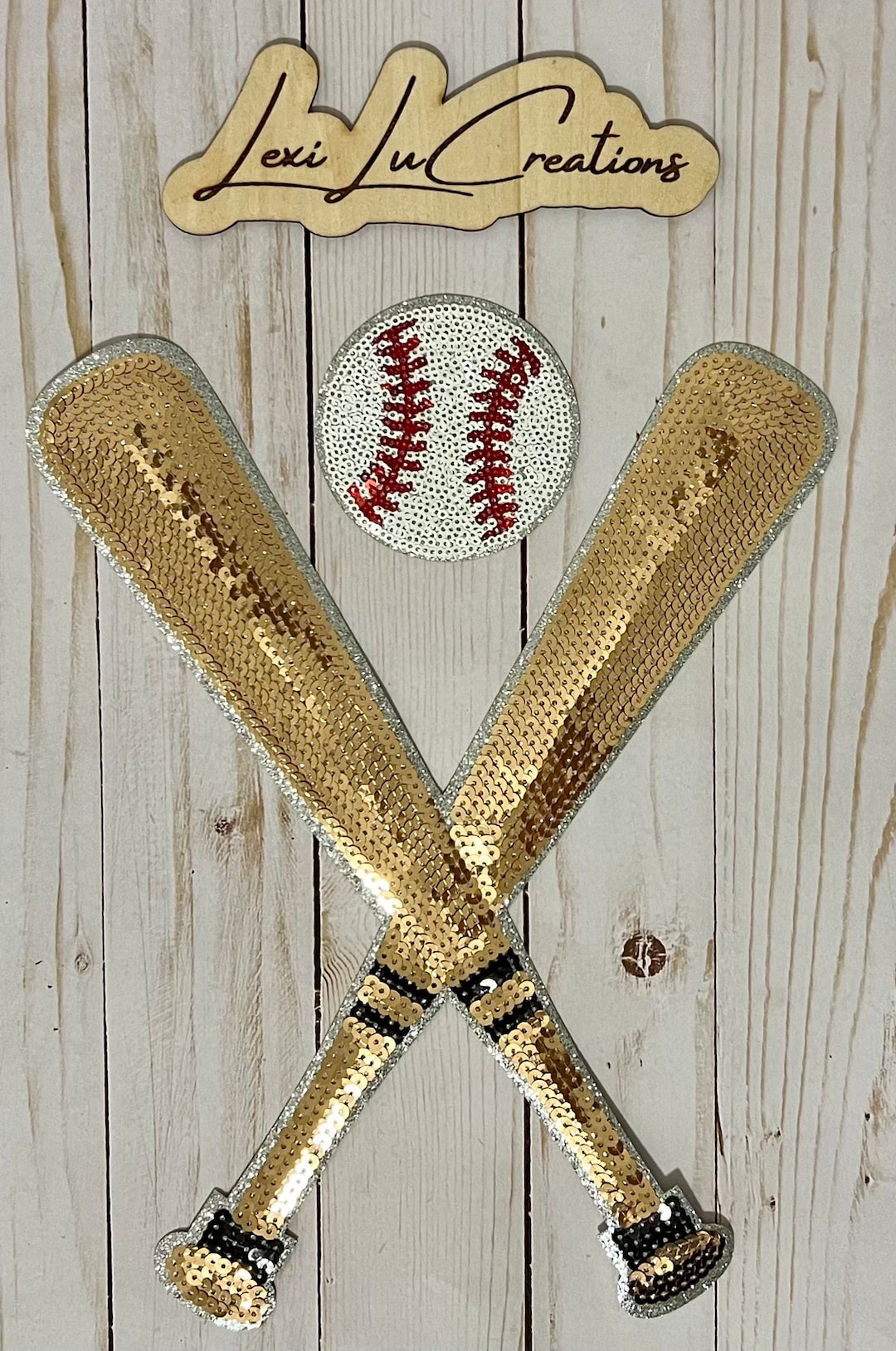 Baseball Bat and Ball Iron on Patch | Softball Sequin Patch | Baseball ...