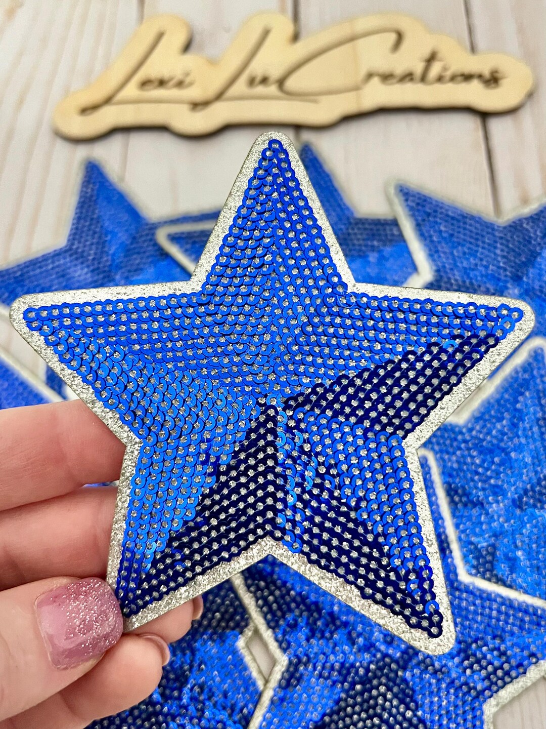 Blue and Silver Star Sequin Patch | Iron on Patch | Sequin Patch - Etsy