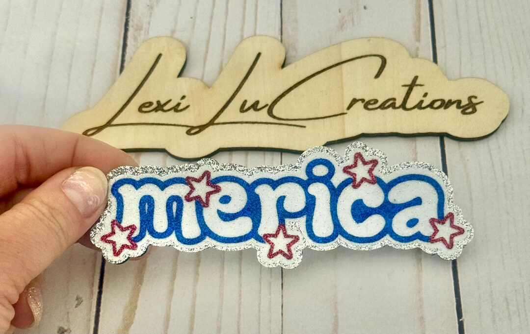 Custom 'merica Glitter Iron on Patch | Custom Word Iron on Patch ...