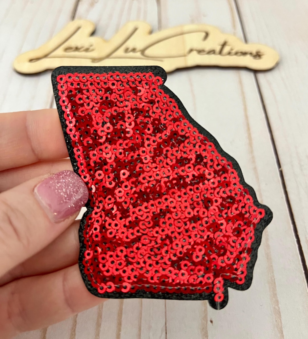 Georgia State Sequin Iron on Patch | Red and Black Sequin Patch ...