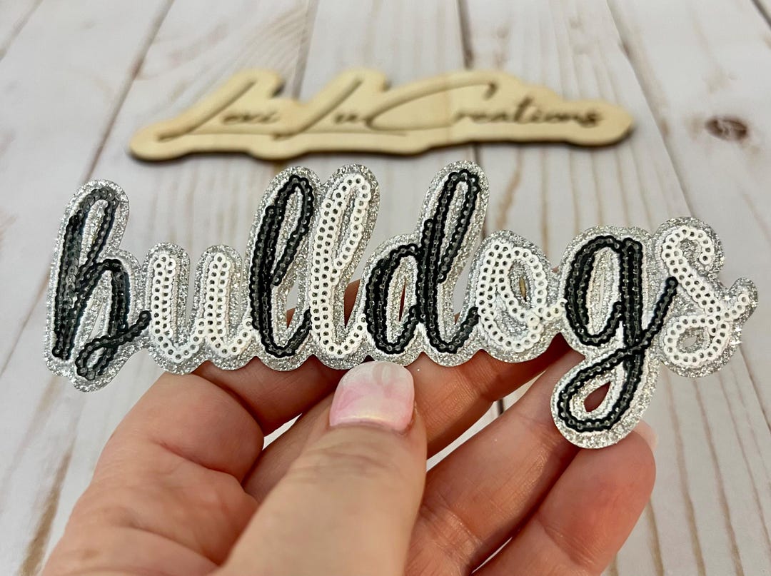 BULLDOGS Mascot Sequin Iron on Hat Patch | Bulldog | Georgia - Etsy