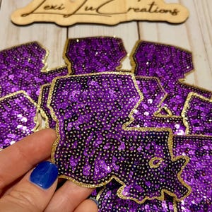 Louisiana State Sequin Iron on Patch | Purple and Gold Sequin Patch ...