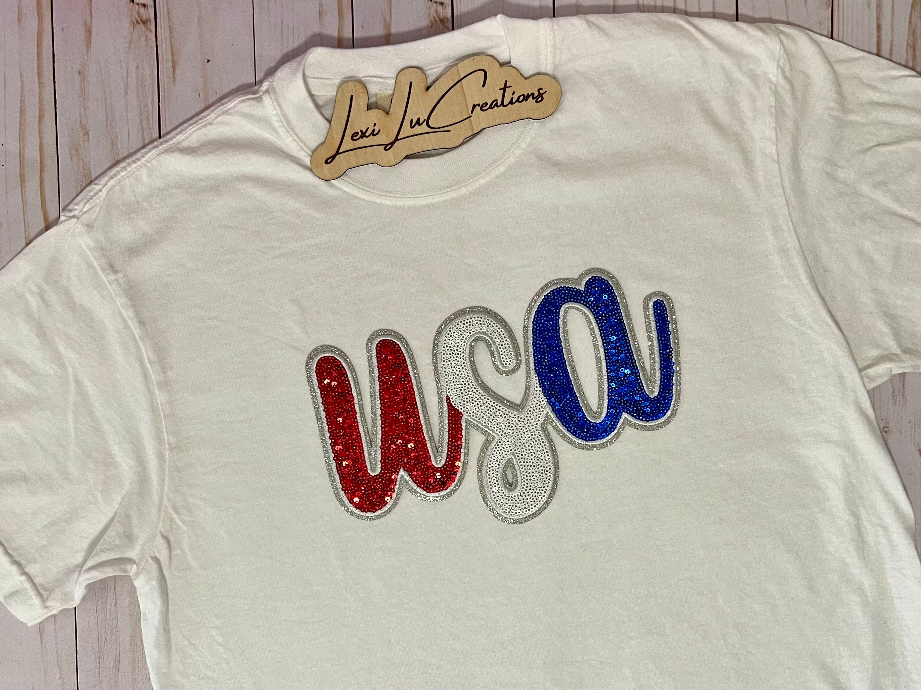 USA Iron on Patch Red White and Blue Sequin Patch Memorial Day Sequin Patch 4th of July Sequin ...