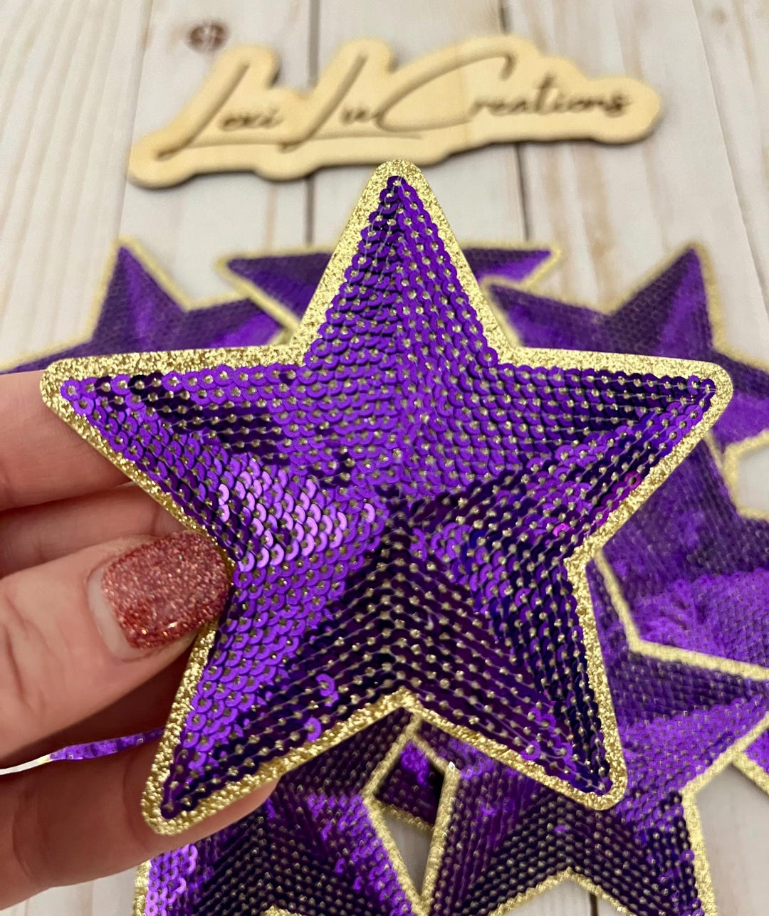 Purple and Gold Star Sequin Patch | Iron on Patch | Sequin Patch - Etsy