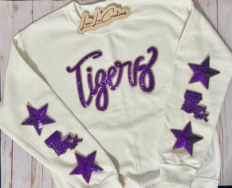 Tigers Iron on Patch | Purple and Gold Sequin Patch | LSU | Geaux ...
