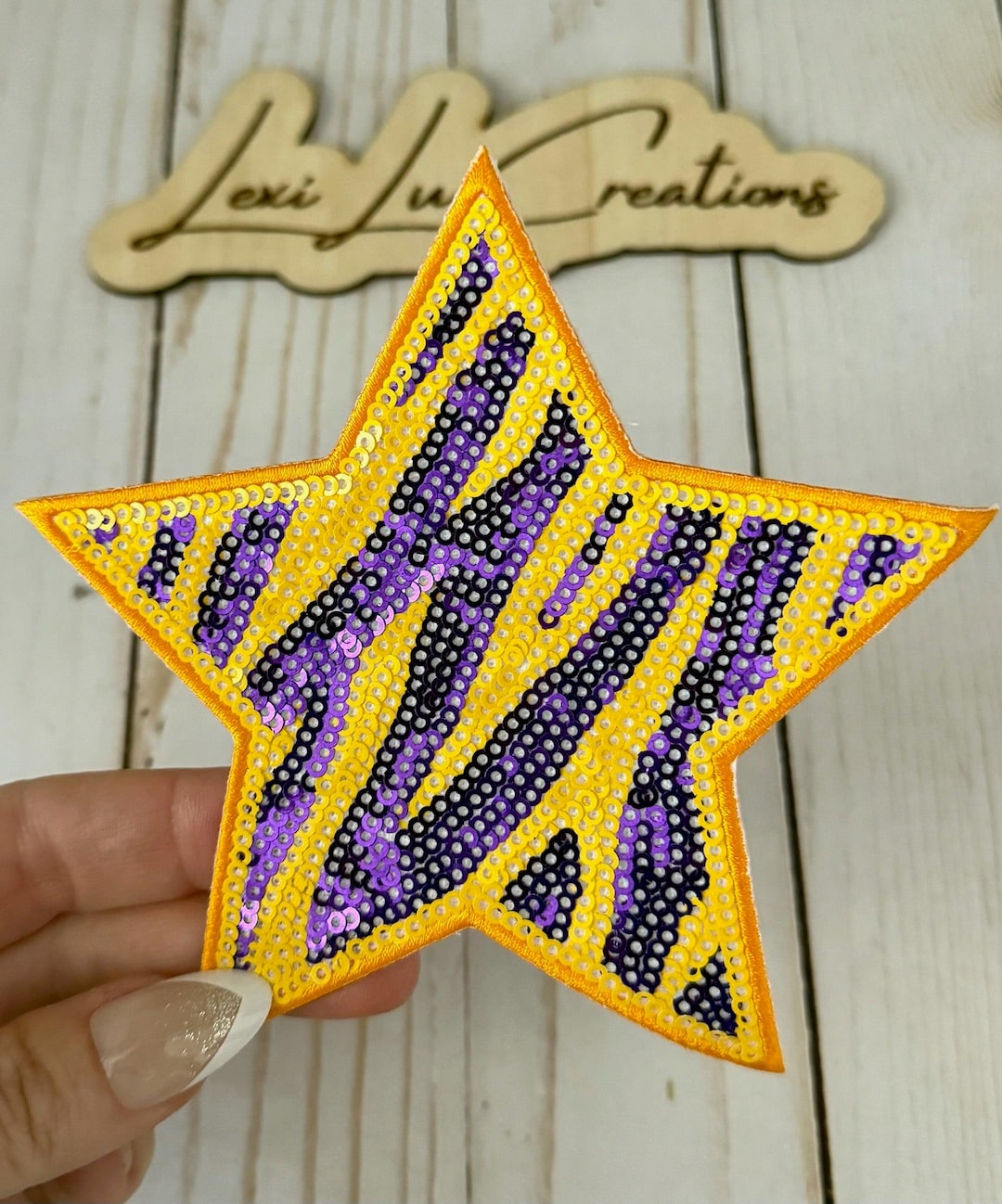 Sequin Purple and Gold Tiger Stripe Star Patch - Etsy