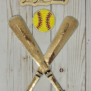 Baseball Softball | Iron on Patch | Softball Sequin Patch | Baseball Sequin Patch | Gameday ...