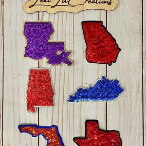 Florida State Sequin Iron on Patch | Orange and Blue Sequin Patch | Gators | Florida Patch - Etsy