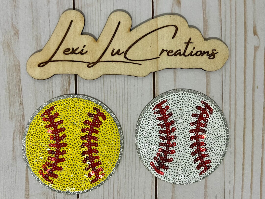Baseball Softball | Iron on Patch | Softball Sequin Patch | Baseball Sequin Patch | Gameday ...