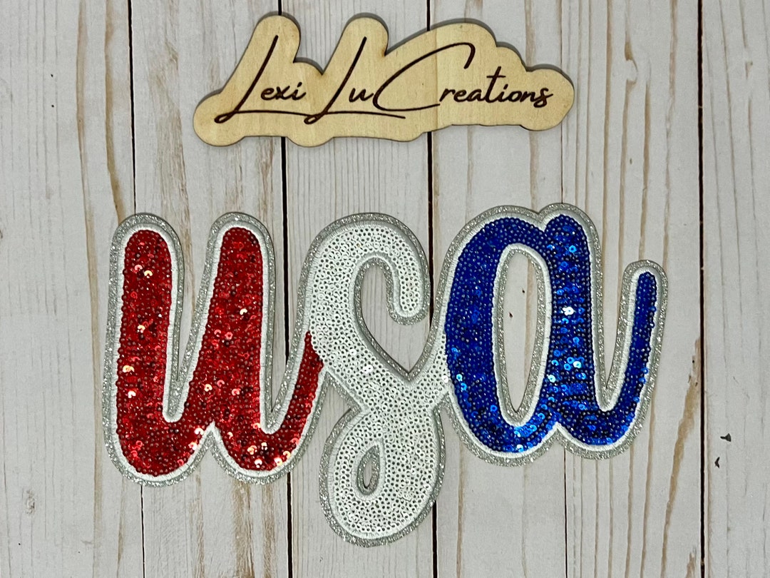 USA Iron on Patch | Red White and Blue Sequin Patch | Memorial Day Sequin Patch | 4th of July ...