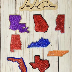 Florida State Sequin Iron on Patch | Orange and Blue Sequin Patch | Gators | Florida Patch - Etsy