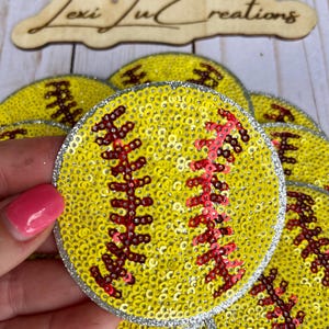Baseball Softball | Iron on Patch | Softball Sequin Patch | Baseball Sequin Patch | Gameday ...