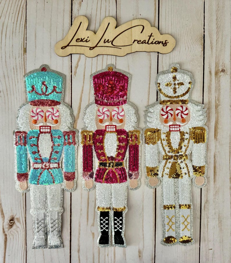 Nutcracker Christmas Patch • Holiday Iron on Patch • Sequin Applique ...