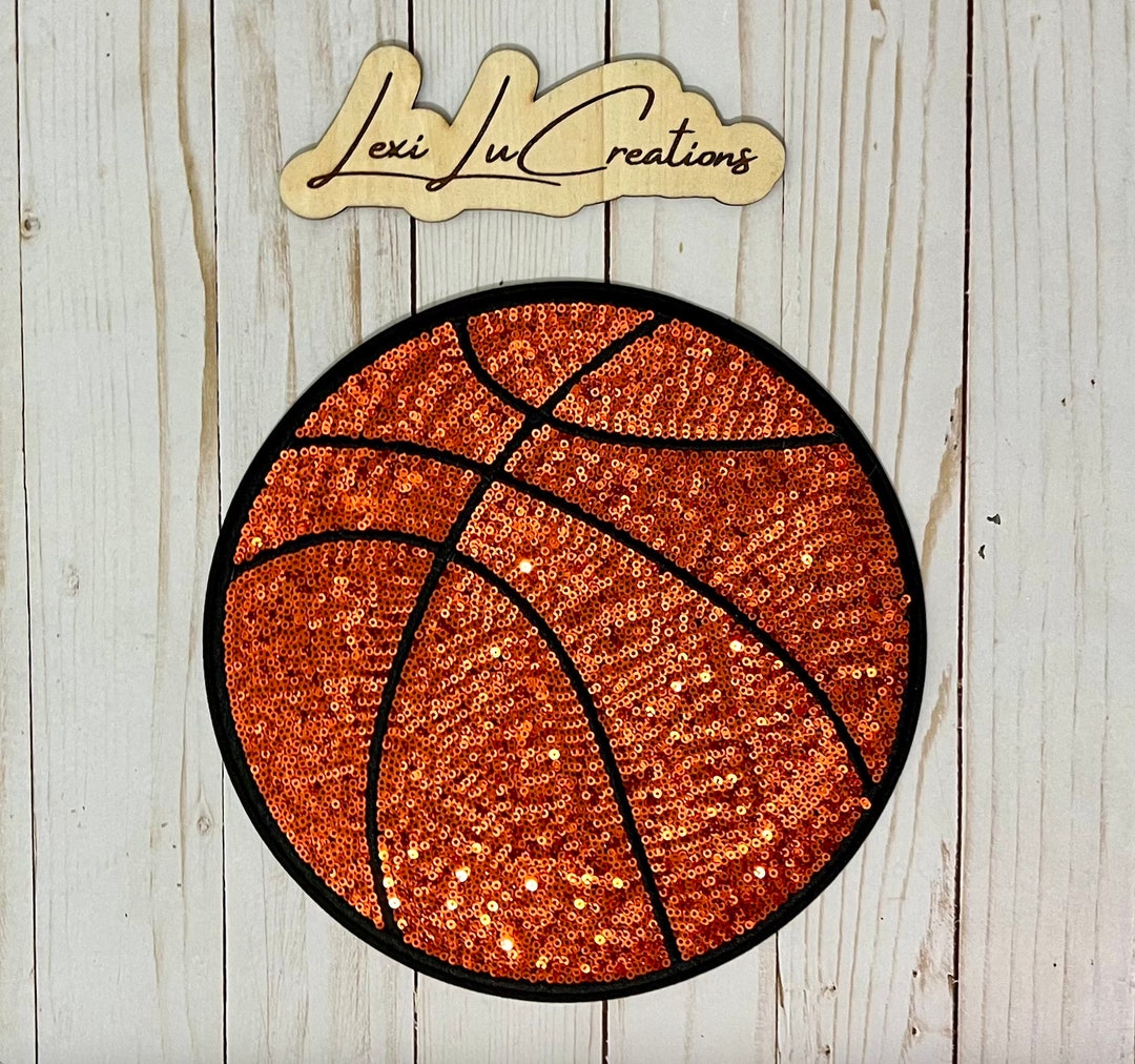 Basketball Sequin Iron on Patch | Gameday Sequin Patch | Sequin Patch - Etsy