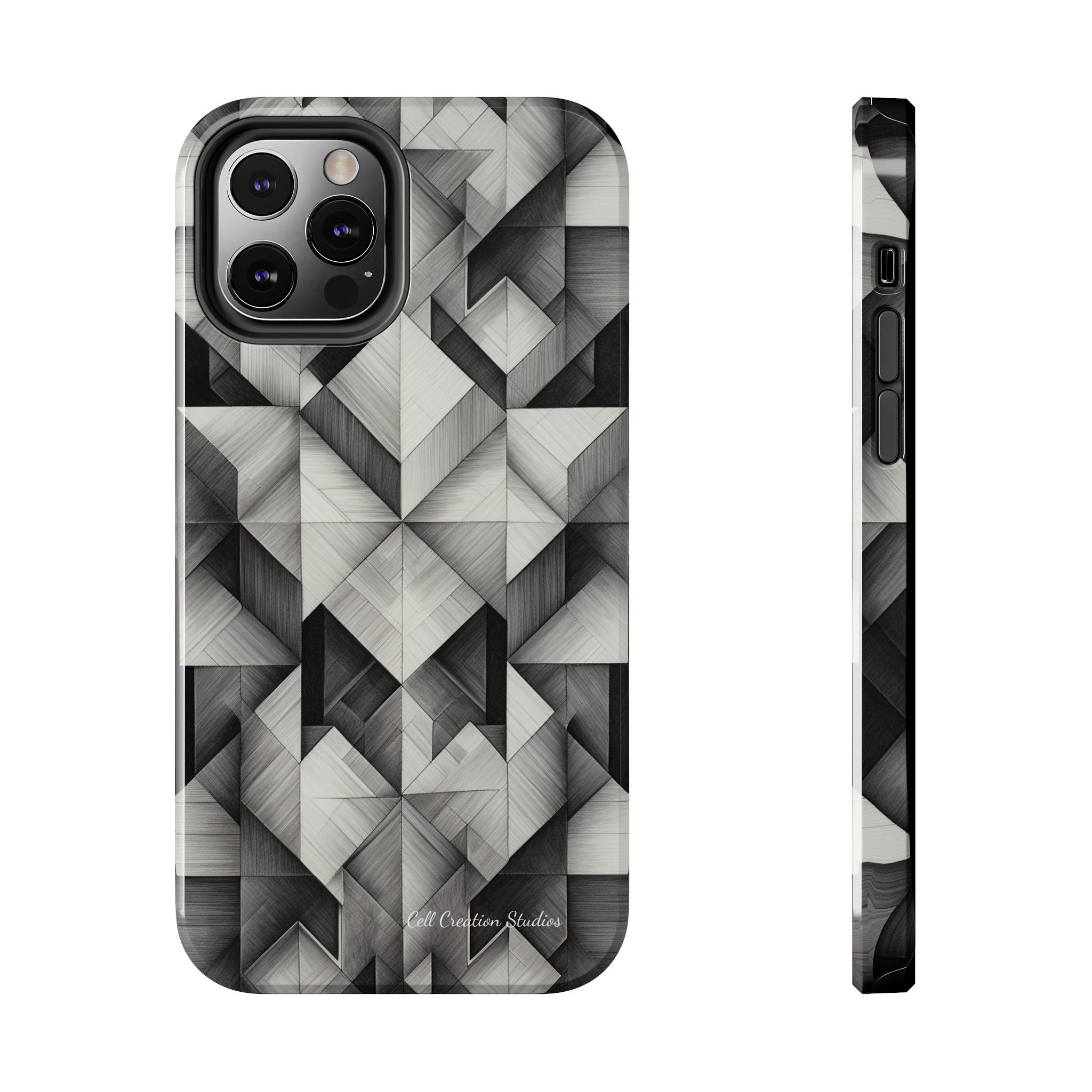 The black and White Geometric Pattern Cell Phone - Etsy