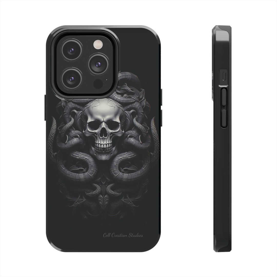 The monochrome Skull and Snakes Cell Phone Case - Etsy