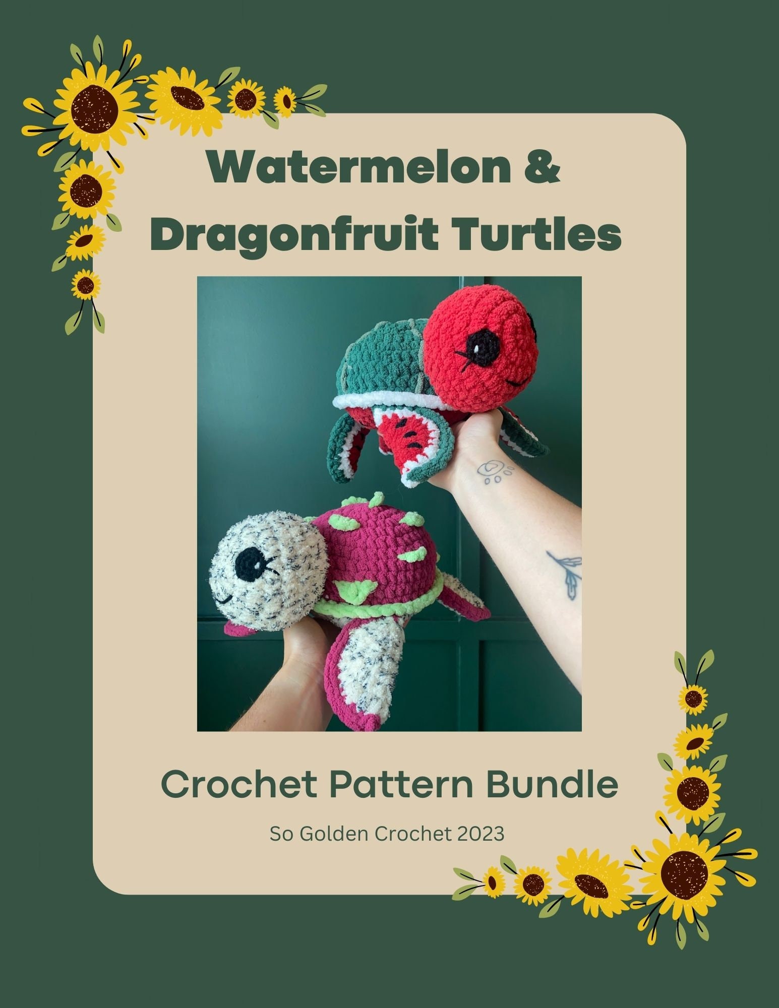 BUNDLE - Watermelon & Dragonfruit Turtle Crochet Pattern *pdfs ONLY* - Etsy