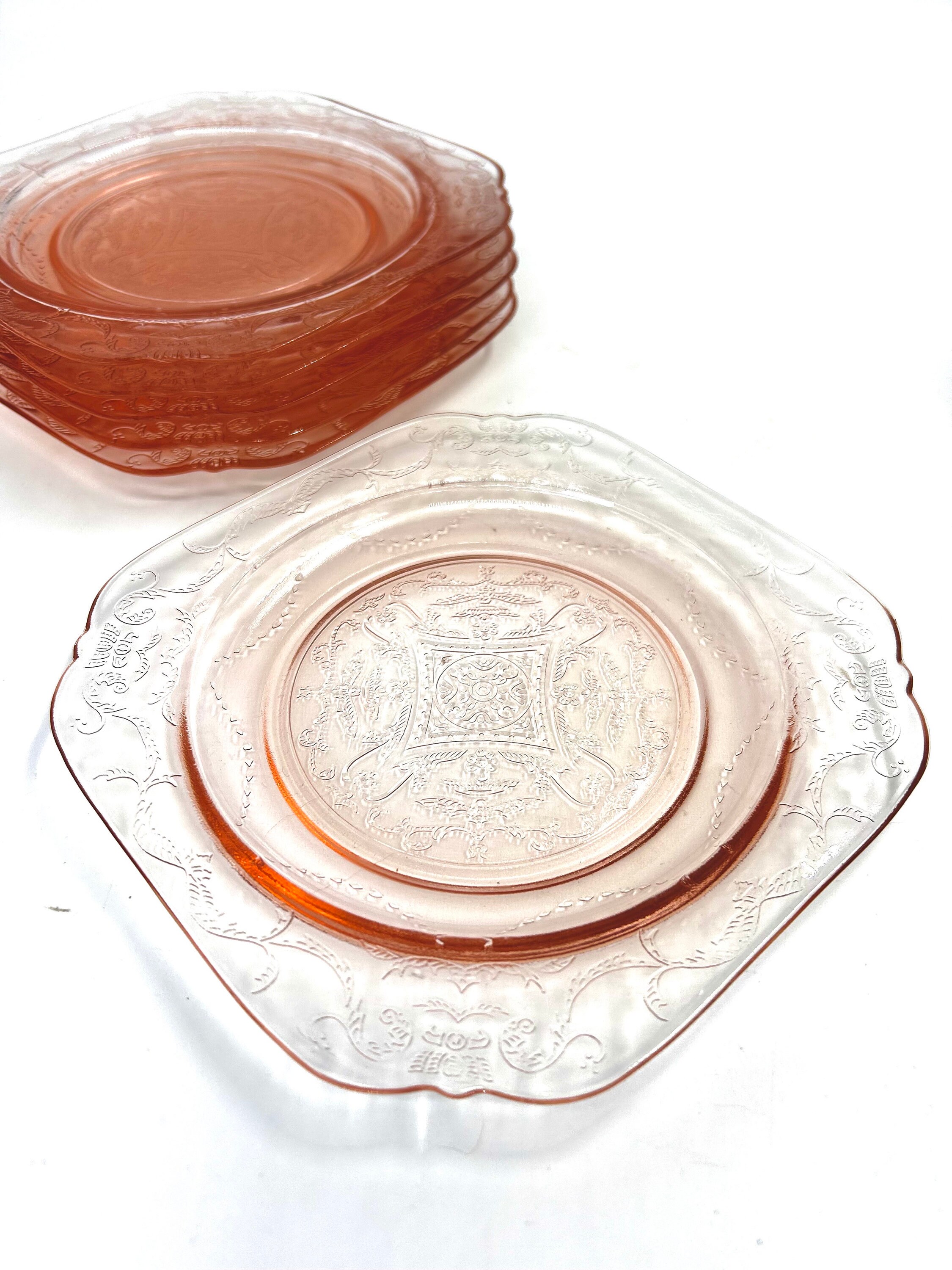 Madrid Pattern Recollection / Blush Pink Vintage Pressed Glass Lunch ...