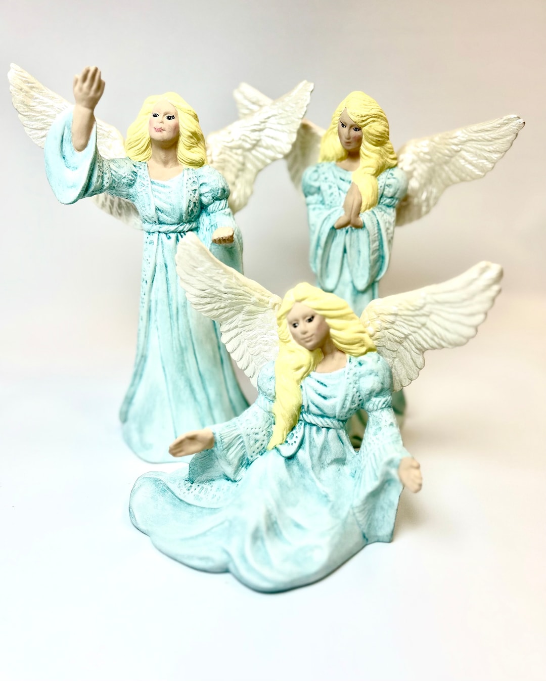 Set of 3 Ceramic Hand Painted Angles / Hand Painted - Etsy