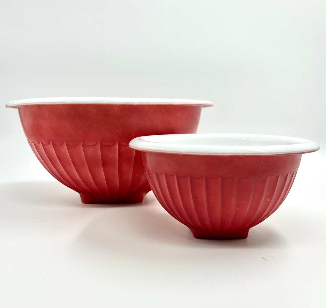 Red Hazel Atlas Pillar Optic 1930's Mixing Bowl Set - Etsy