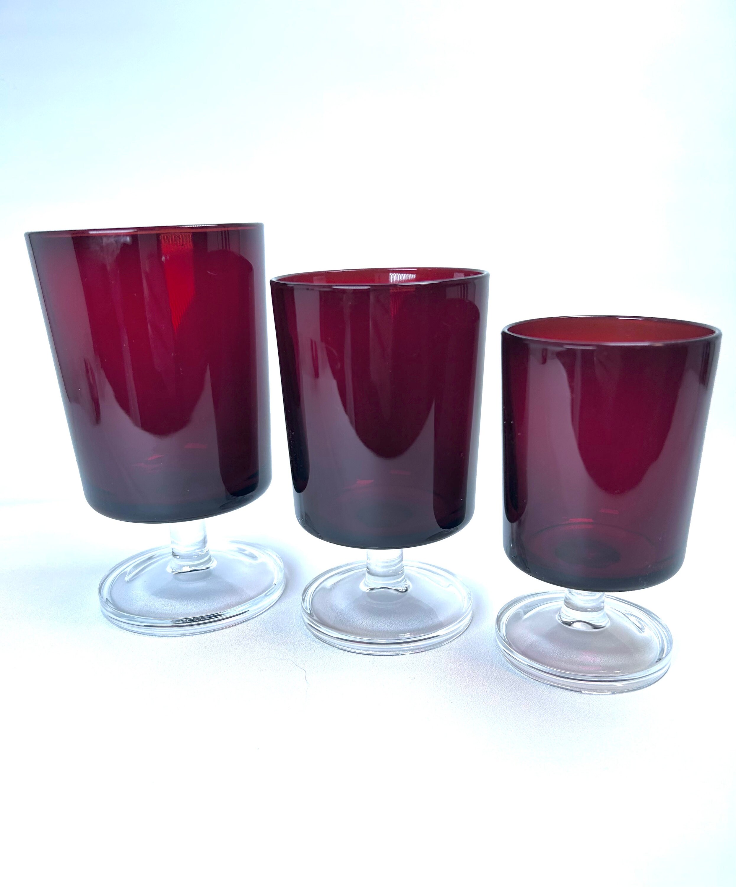 Beautiful Ruby Red Luminarc Verrerie ARCOROC Water Goblets / Wine ...