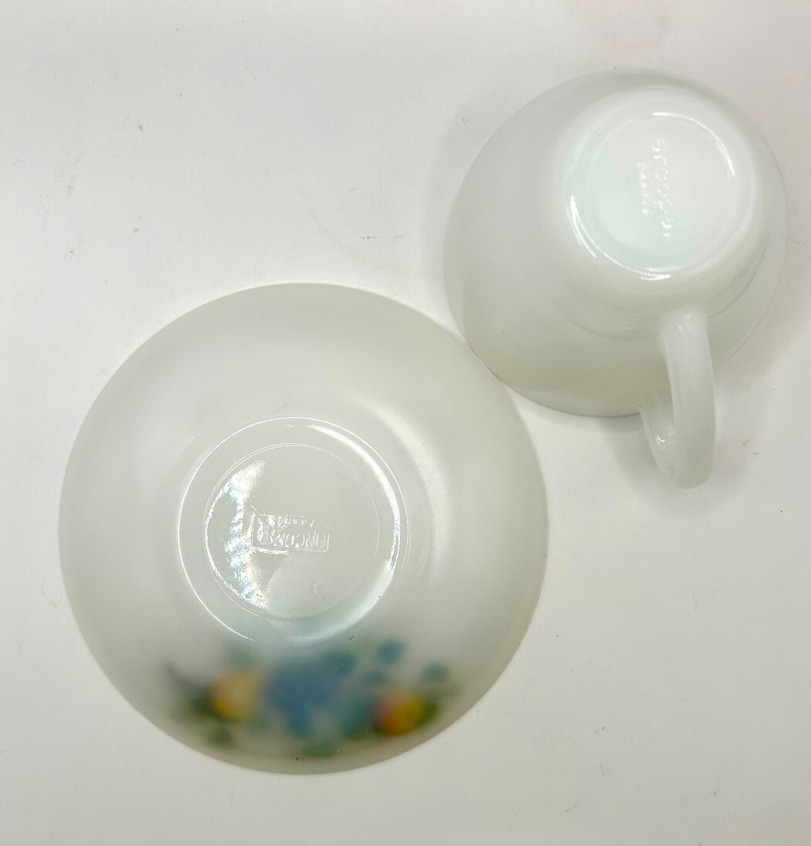 Arcopal Fruits De France Tea Cup and Saucer Sets /1970/ Opal Glass Made ...