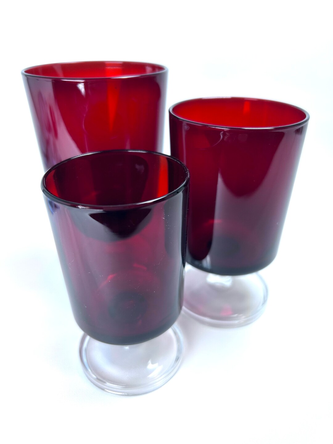 Beautiful Ruby Red Luminarc Verrerie ARCOROC Water Goblets / Wine ...