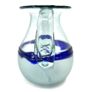 Mexican Blown Glass Large Clear / Blue Frosted Pitcher - Etsy