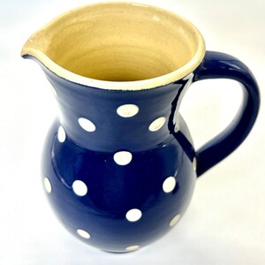 Yellowware Jug / Blue Polka Dot Pitcher/ Jug - Etsy