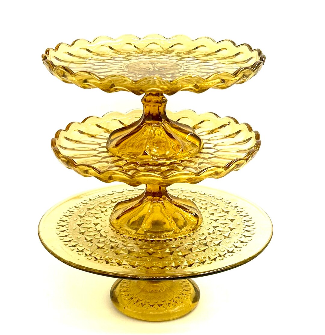 Vintage Amber Pedestal Cake Stands “fairchild’ Amber Cake Stand by ...