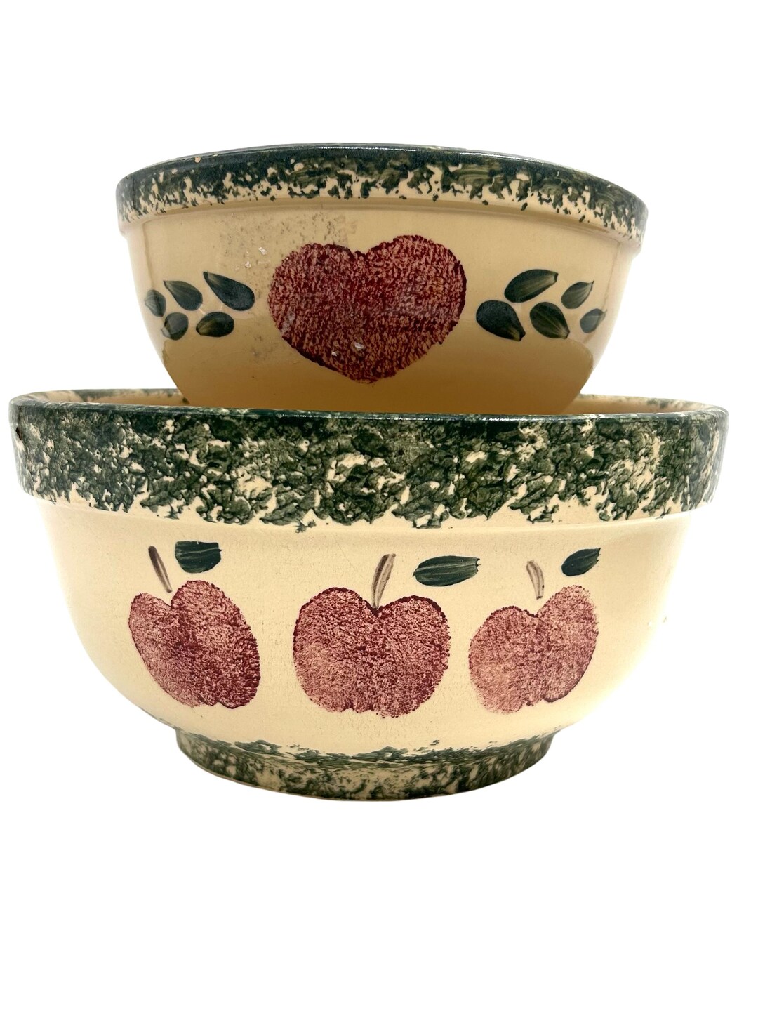 Stoneware Vintage Bowls / Sponge Ware Glazed Ceramics - Etsy