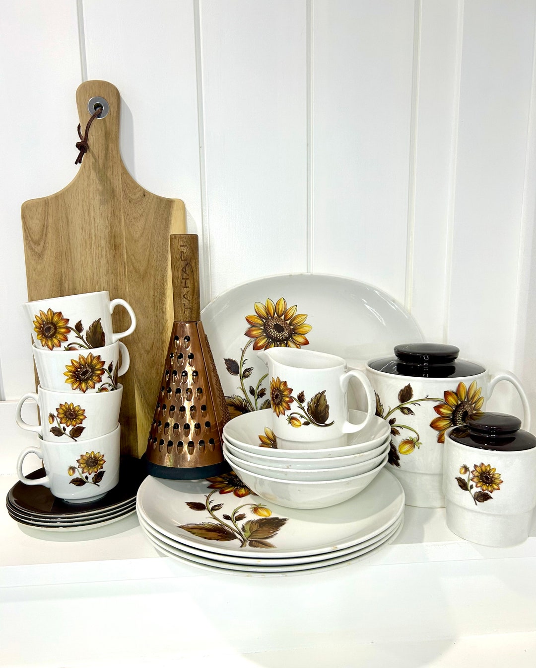 Ironstone Sunflowers in Snow White Fine China Set - Etsy