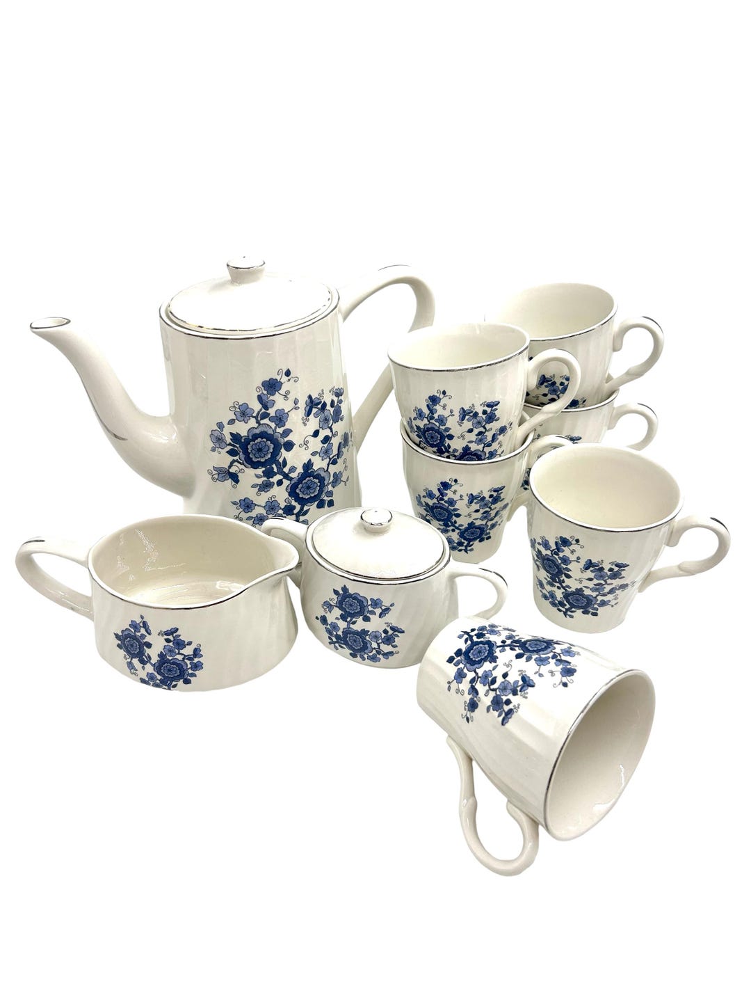 Vintage Wedgwood Royal Blue Ironstone Coffee Pot and Mugs Set - Etsy