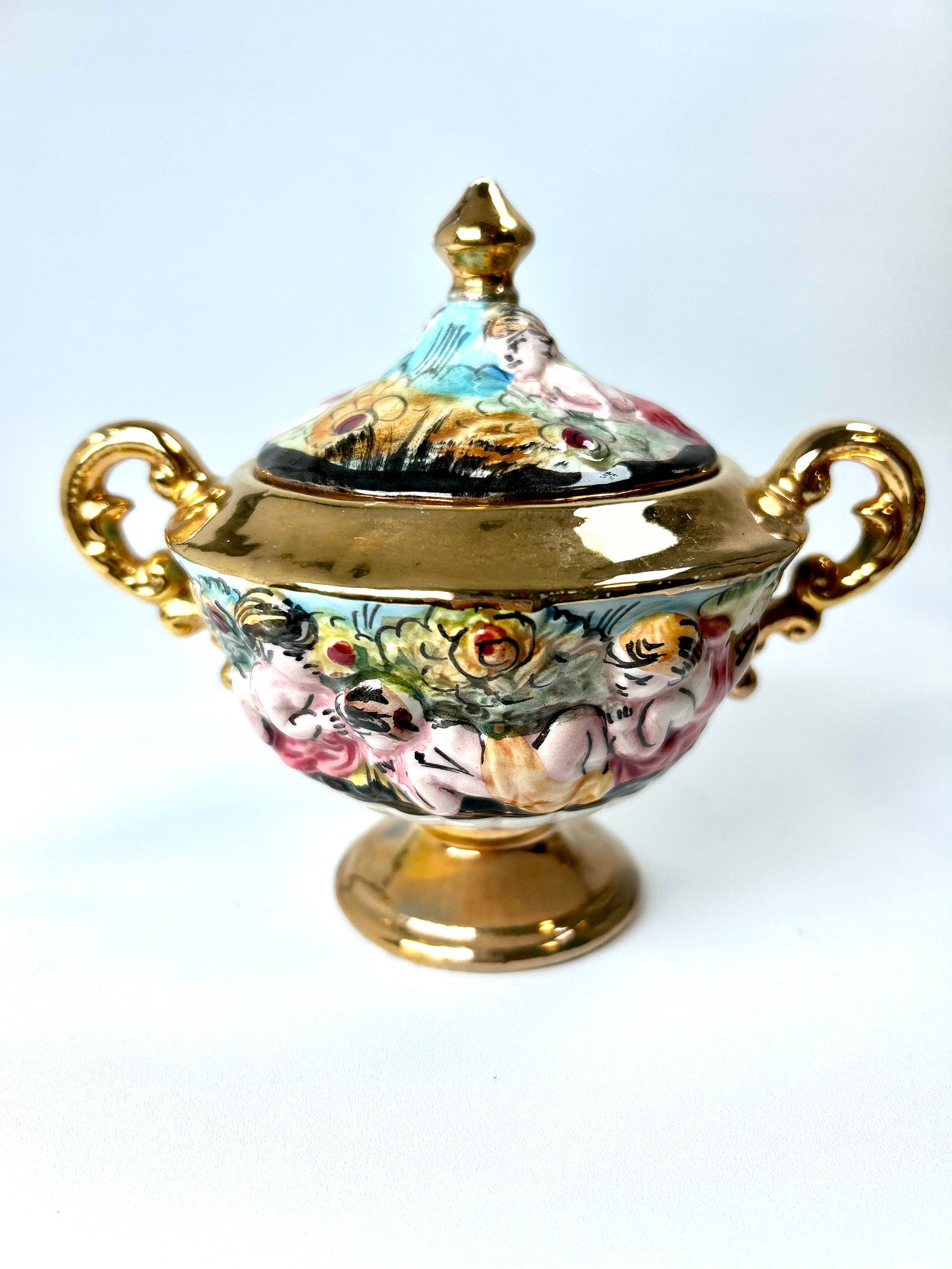 Capodimonte Porcelain and Gold Cherub Demitasse Tea / Coffee Service ...