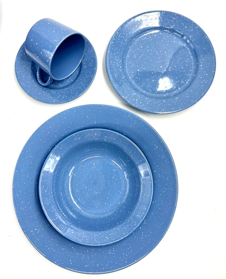 Signature Housewares Vintage Country Blue Speckled Stone Ware / Made in ...