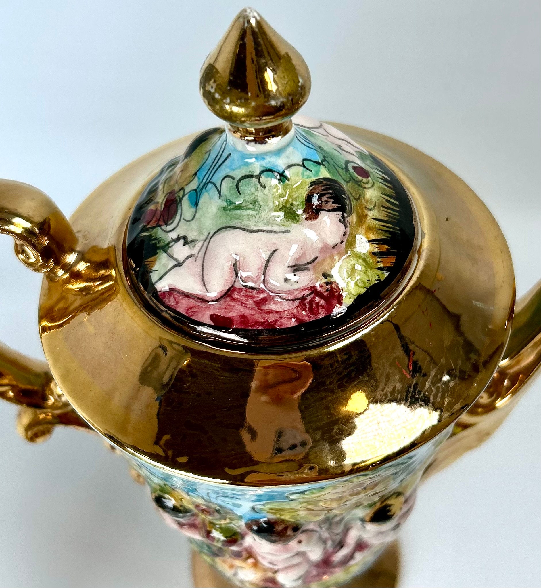 Capodimonte Porcelain and Gold Cherub Demitasse Tea / Coffee Service ...