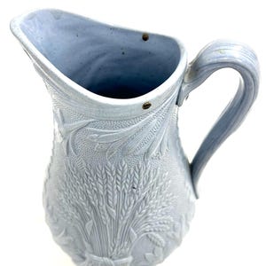 Antique DUDSON Relief Moulded Jug WHEAT EARS C1861 Victorian Blue 8 3/8 ...
