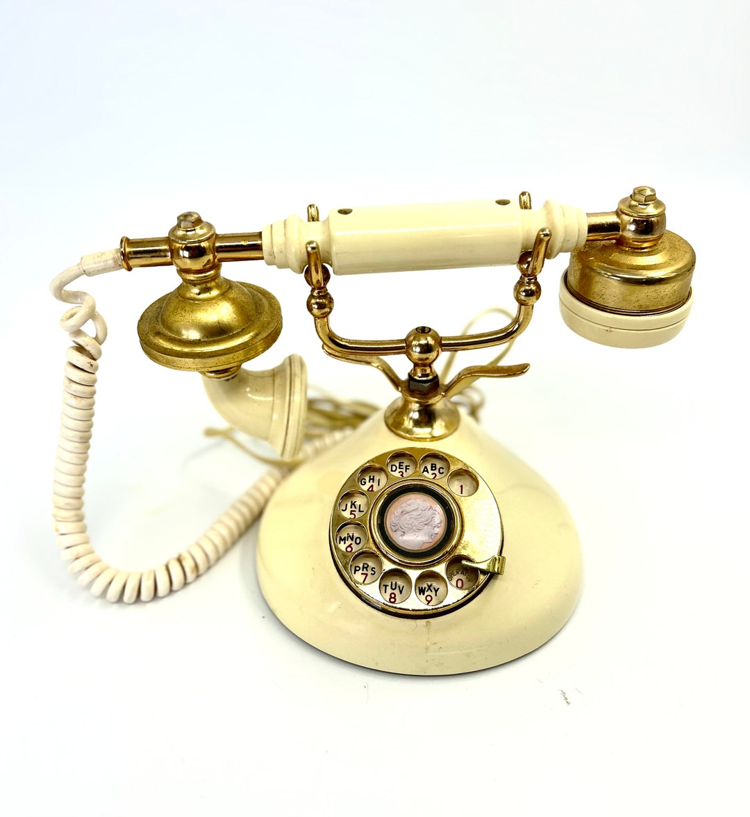 French Style Rotary Desk Phone Brass/ivory Made in Japan/ Sweet Talk ...