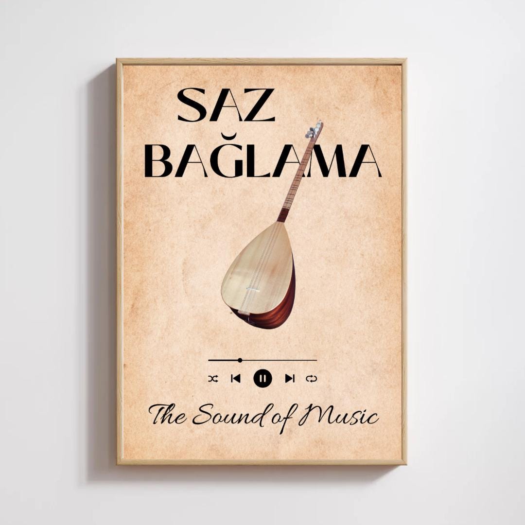 Printable Saz Poster Wallart, Printable Art, Saz Bağlama Poster ...