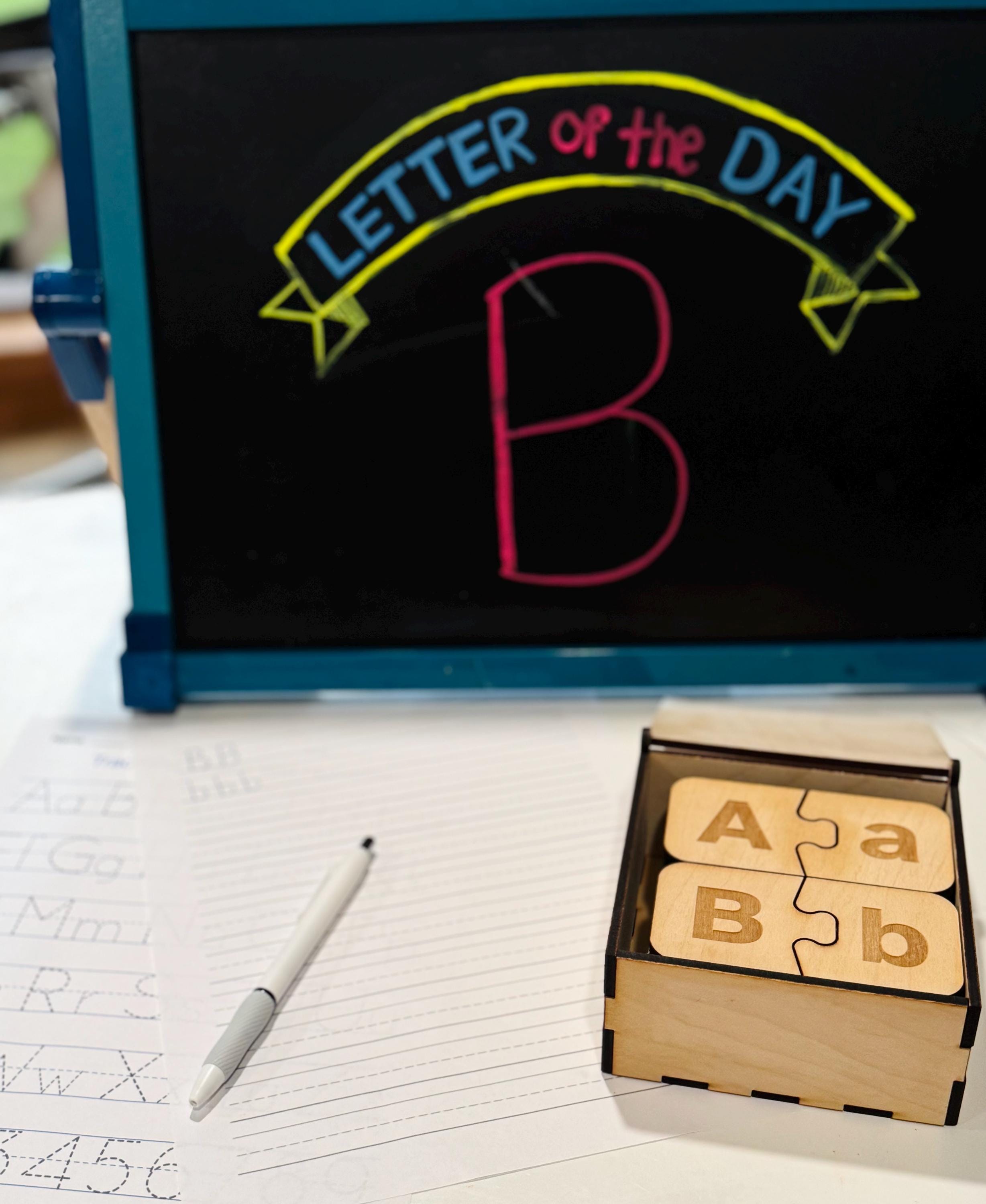 Montessori Wooden Alphabet Puzzle: Uppercase & Lowercase Matching Game ...