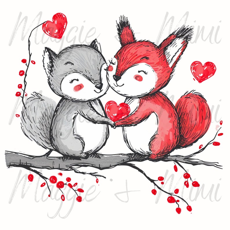 Valentines Woodland Clipart, Woodland Animals, Set of 9 PNGS With ...