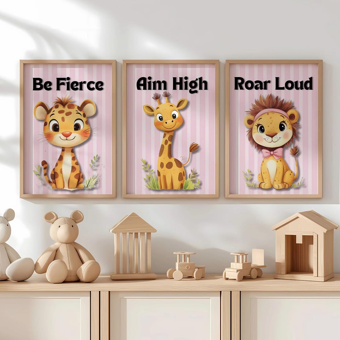 Positive Thoughts Affirmation Quotes for Kids, Set of 3 Baby Animal ...