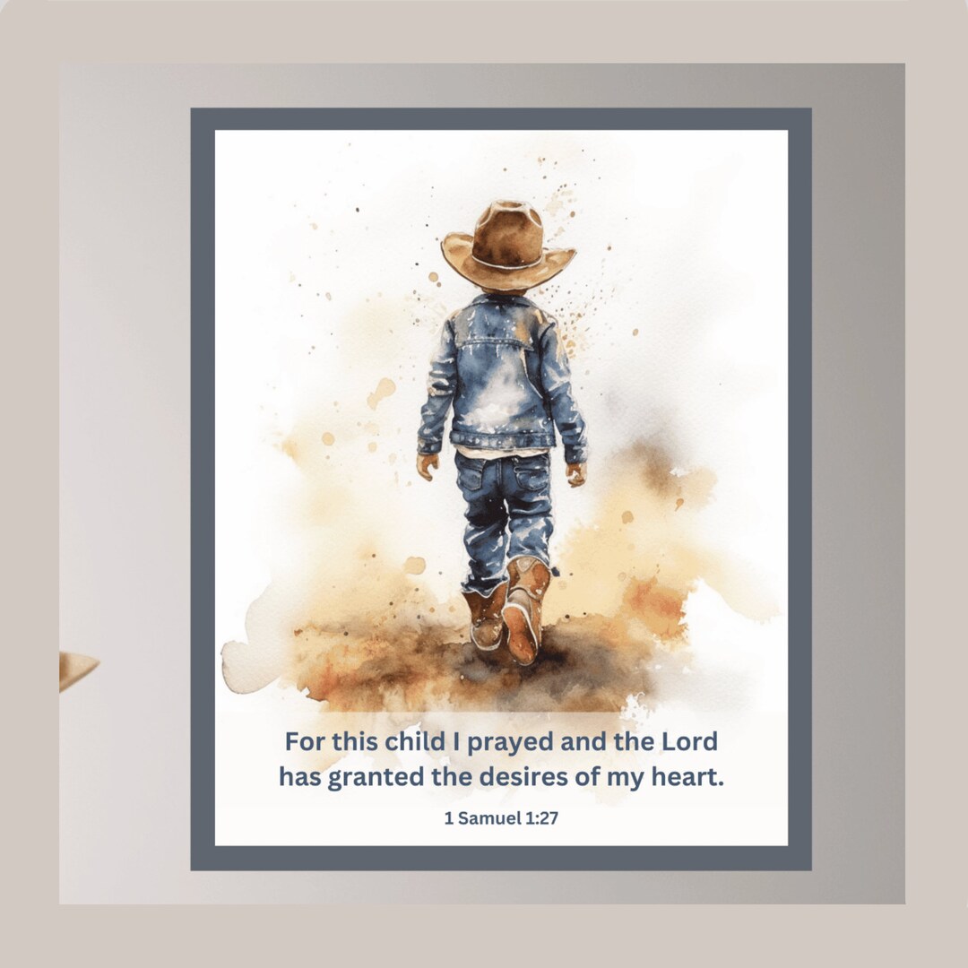 Nursery Bible Verse - Cowboy Baby Boy Wall Decor - Nursery Wall Art for ...