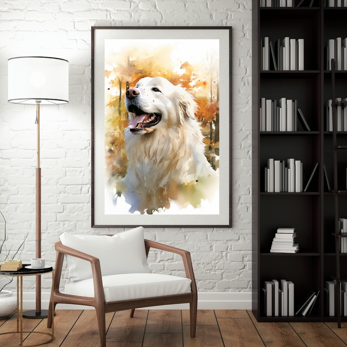 Great Pyrenees Watercolor Art Print | Printable Pet Lover Decor & Gifts ...