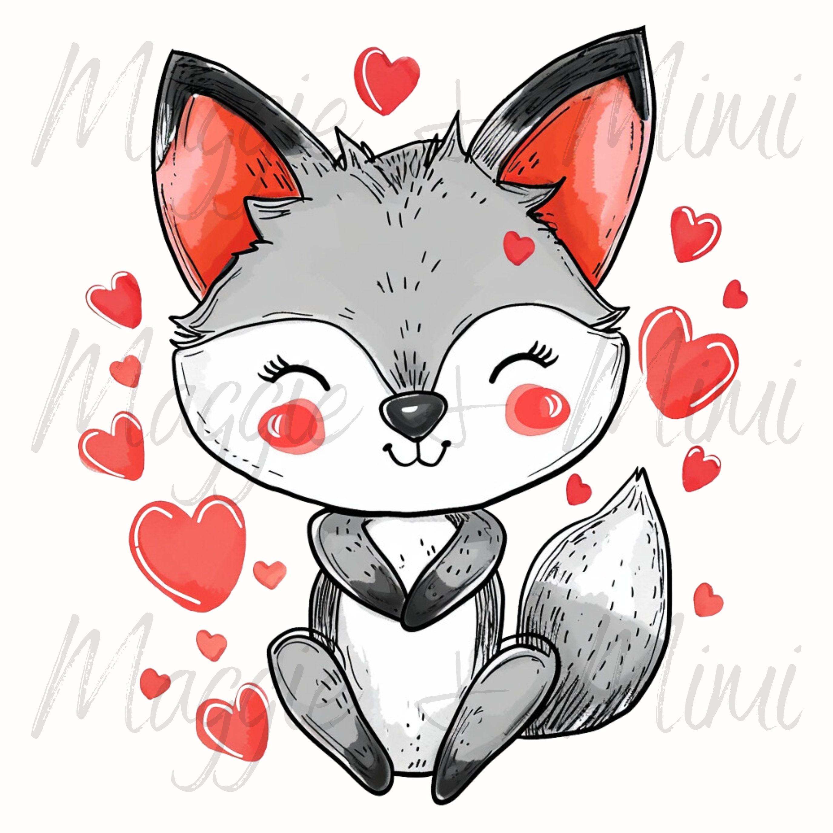 Valentines Woodland Clipart, Woodland Animals, Set of 9 PNGS With ...