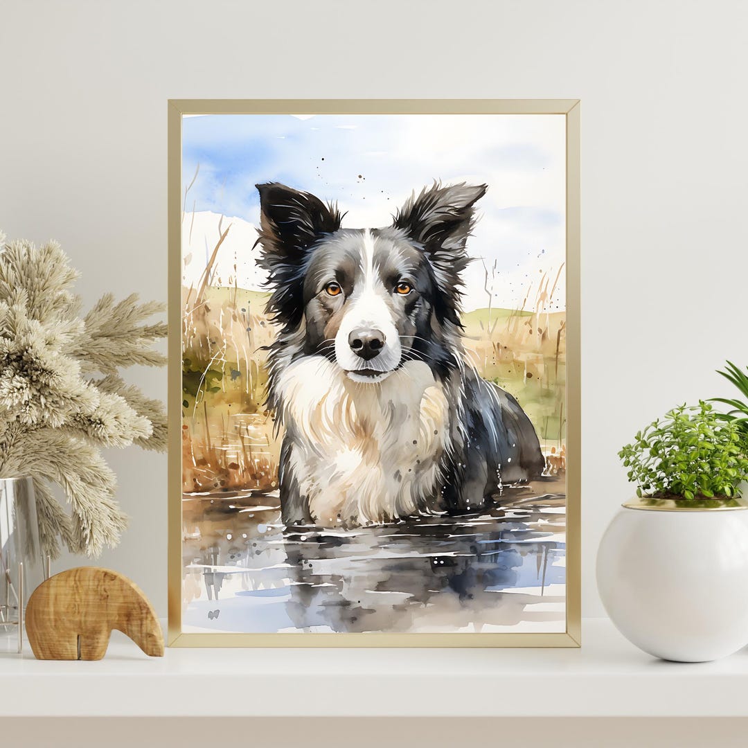 Border Collie Art Print | Boy Nursery Wall Art Hunting | Nursery Cabin ...